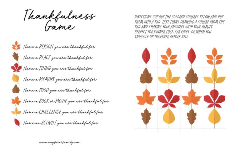 A Thankfulness Game – Wayfarer Family